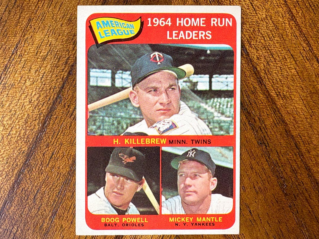 1965 Mickey Mantle/ Killebrew/boog Powell AL Home Run Leaders Card #3 ...