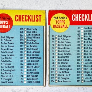 1963 Topps Baseball 2nd Series Checklists 2 Red and Yellow - Etsy