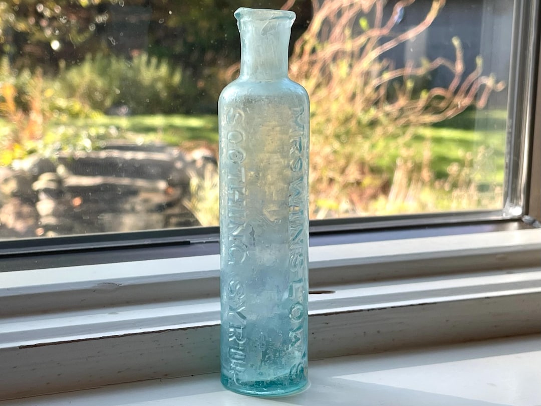 1800s Mrs. Winslows Soothing Syrup Curtis Perkins Medicine Glass Bottle ...