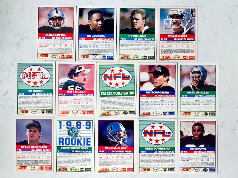 1989 Oakland Raiders Score Football Team Lot 14 Gem-mint - Etsy
