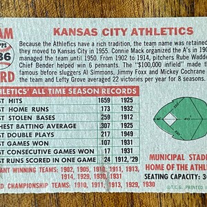 1956 Kansas City Athletics Topps Baseball #236, No Creases, Bobby ...