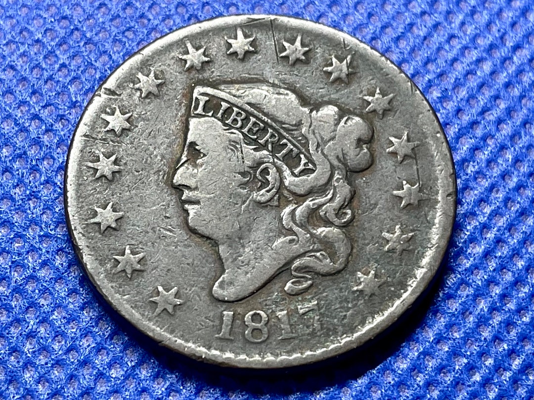 1817 Coronet/matron Head 15 Star Large Cent Penny in F Condition ...