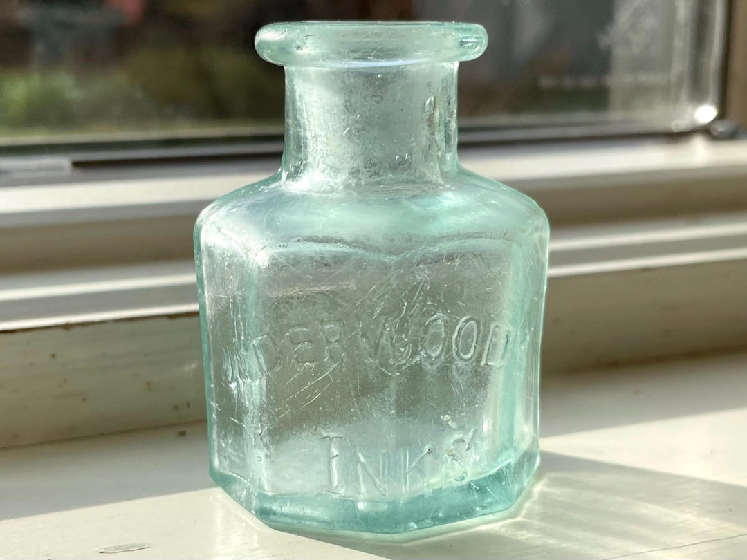 Late 1800s Antique Underwoods Inks Typewriter Octagonal Inkwell Bottle ...