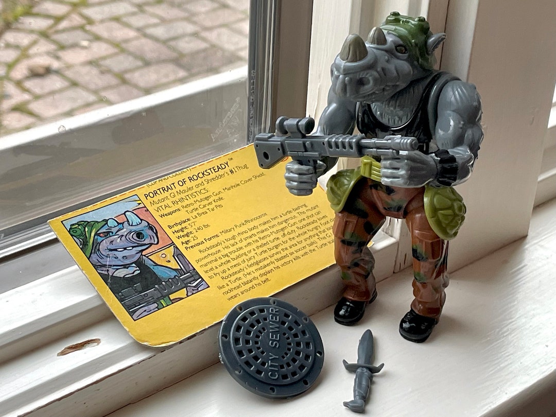 1988 Teenage Mutant Ninja Turtles Rocksteady Action Figure With ...