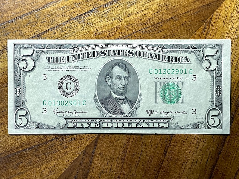 1950 Series D Five Dollar Bill No Tears Vintage Currency - Etsy