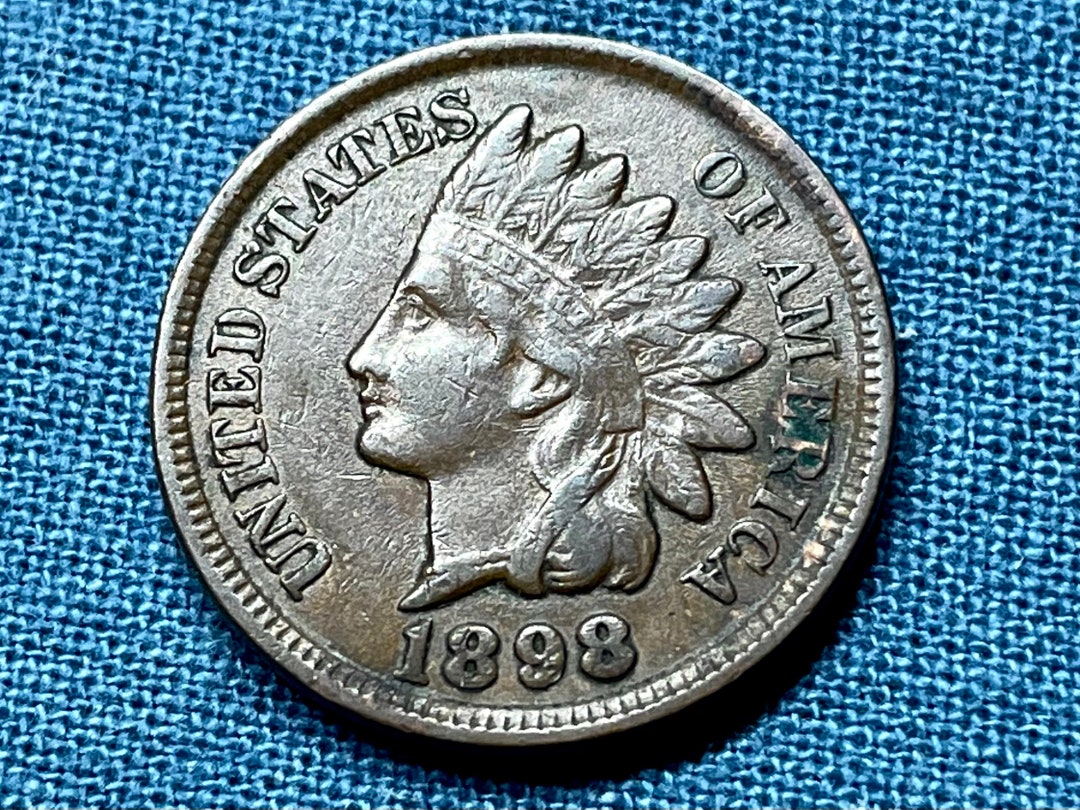 1898 Indian Head Penny in XF Condition, Trace Wear on Diamonds and Hair ...