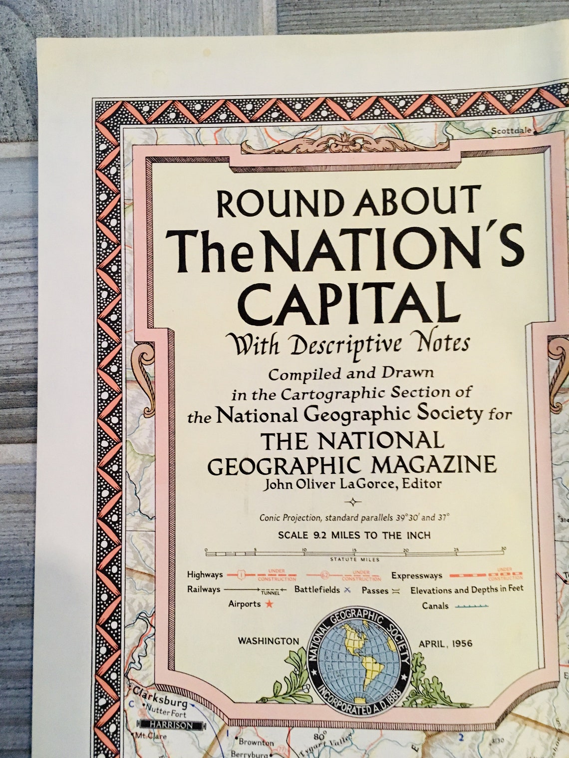 1956 Nation Capital Map Original Print National Geographic | Etsy