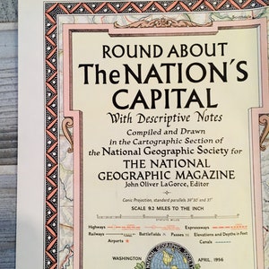 1956 Nation Capital Map, Original Print National Geographic - Etsy