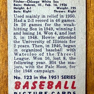 1951 Howie Judson Bowman Baseball Card #123, No Creases TC - Etsy