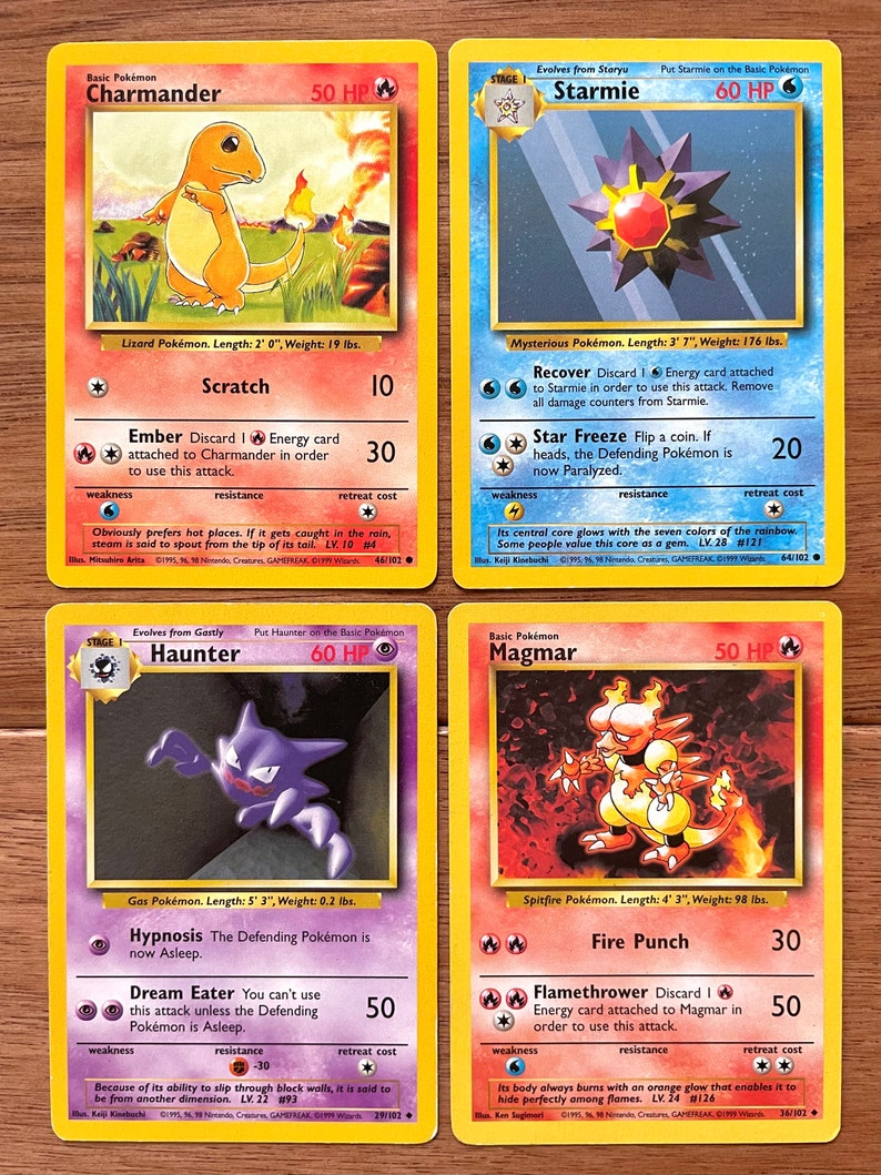 1999 Game Pokemon Base Set Lot 12 Cards Three Shadowless - Etsy