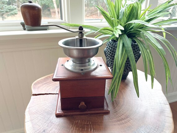 Vintage Coffee Grinder With Wooden Base and Drawer | Etsy