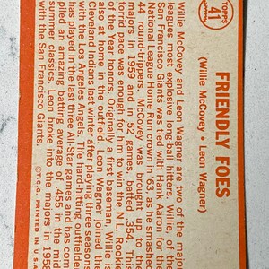 1964 Topps Willie Mccovey & Leon Wagner Friendly Foes Baseball - Etsy