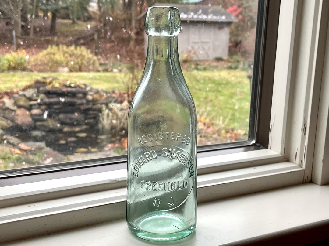 Late 1800’s Blob Top Aqua Beer Bottle, Edward Simonson, Freehold, NJ ...