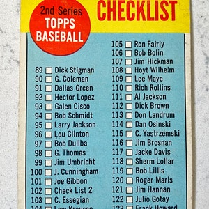1963 Topps Baseball 2nd Series Checklists 2 Red and Yellow - Etsy