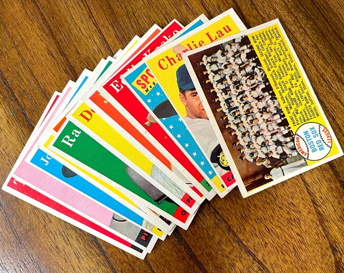 1958 Boston Red Sox Team, Charlie Lau RC Topps Baseball Card Lot (12 ...