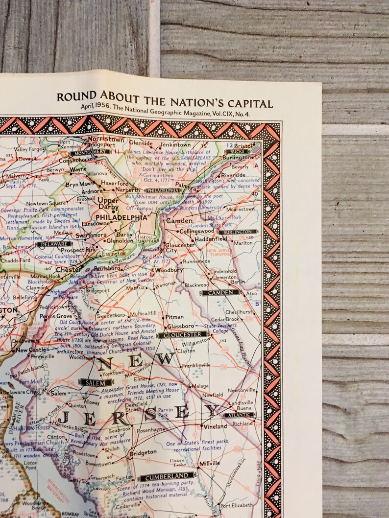 1956 Nation Capital Map Original Print National Geographic | Etsy