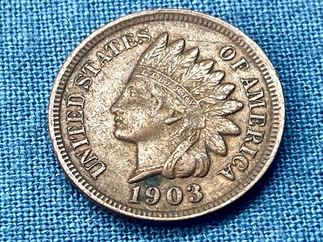 1903 Indian Head Penny in VF-XF Condition, Partial Diamonds and Full ...
