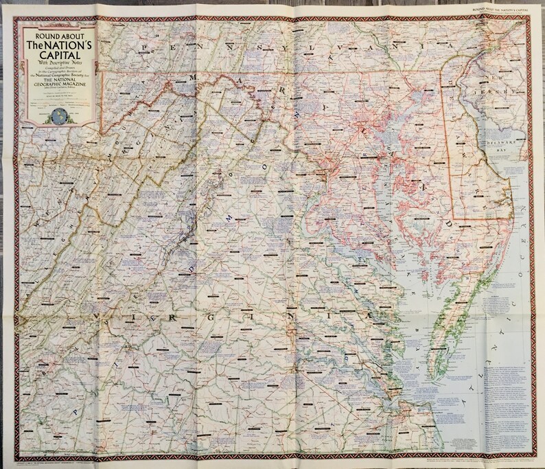 1956 Nation Capital Map Original Print National Geographic - Etsy