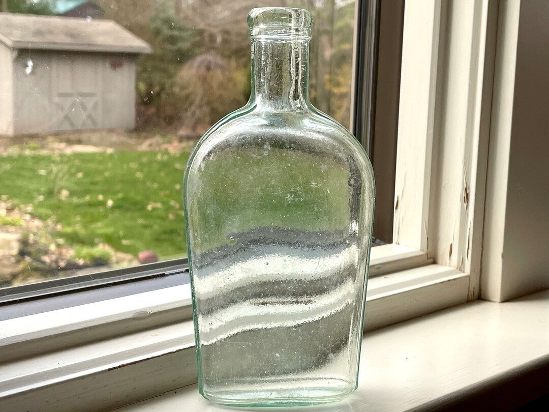 1800’s Green Cork Top 6” Strap Shoulder Flask, No Chips or Cracks ...