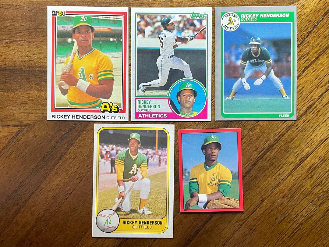 1981-1985 Rickey Henderson (5 Cards) Baseball Lot, Sharp Corners, No ...