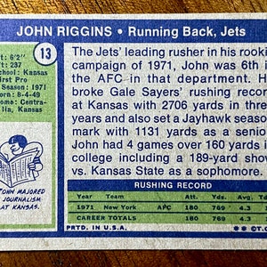 1972 John Riggins RC Topps Football Card 13, Sharp Corners, No Creases ...