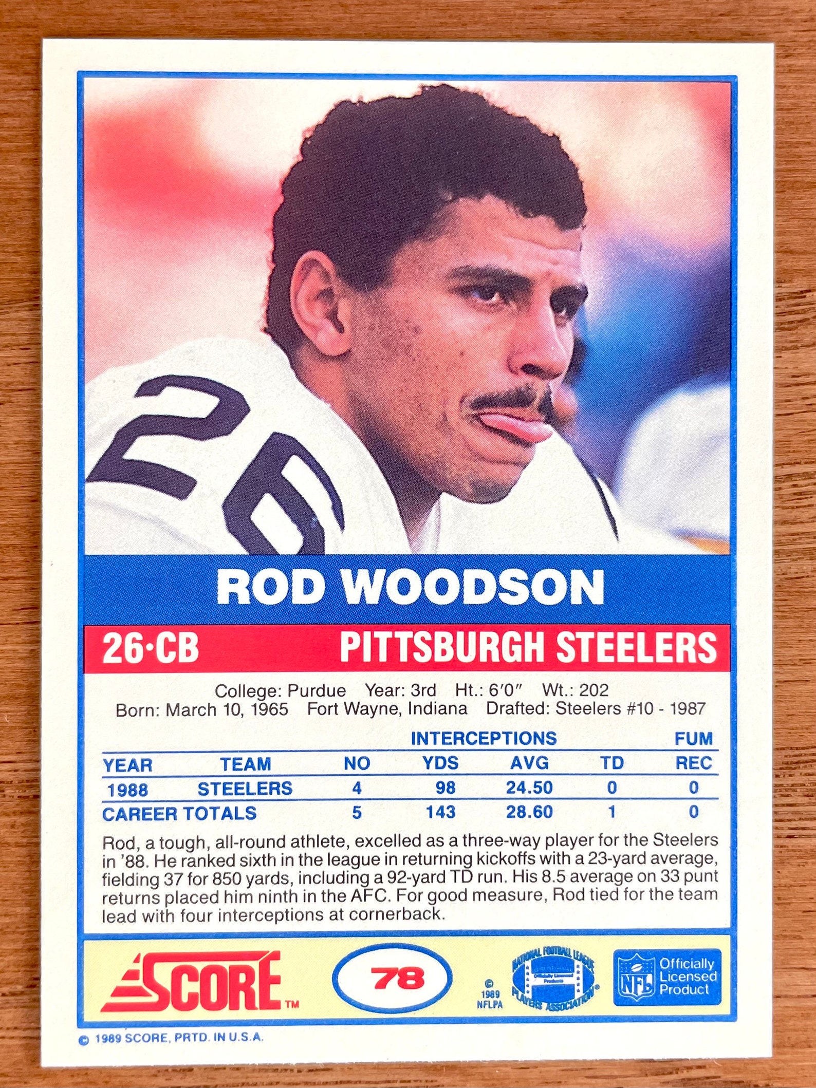 1989 Score Rod Woodson RC 78 Football Card Grade Ready - Etsy