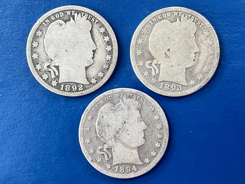 1892-1894 Barber Quarters in G Condition First Year Minted - Etsy