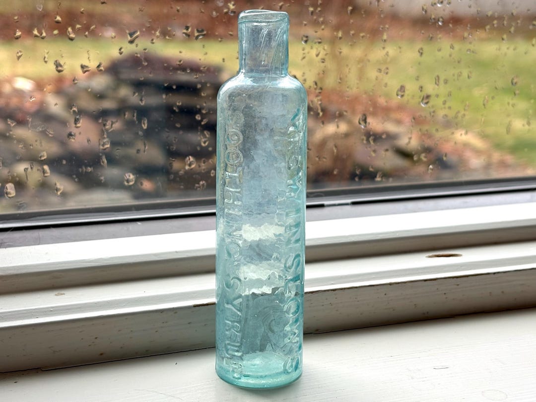 1800s Mrs. Winslows Soothing Syrup Curtis Perkins Medicine Glass Bottle ...
