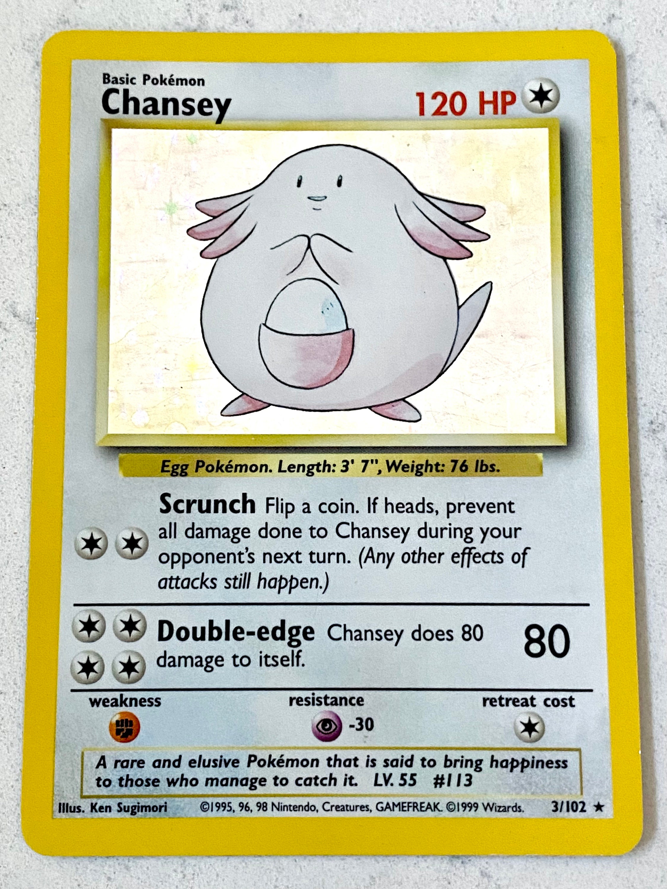 1999 Base Set Unlimited Chansey Holo Pokemon 3 - Etsy UK
