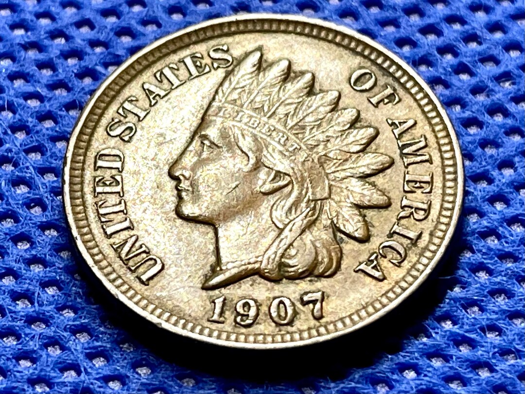 1907 Indian Head Penny in AU Condition, Liberty Fully Visible, Little ...
