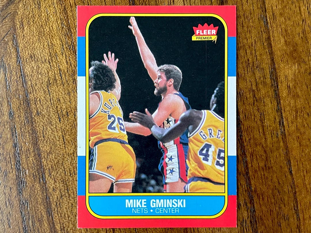 1986 Fleer Basketball Mike Gminski Card #38, Sharp Corners, No Creases ...