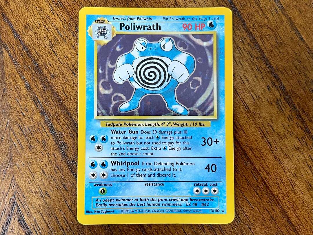 1999 Base Set Unlimited Pokemon Poliwrath #13, No Creases - Etsy