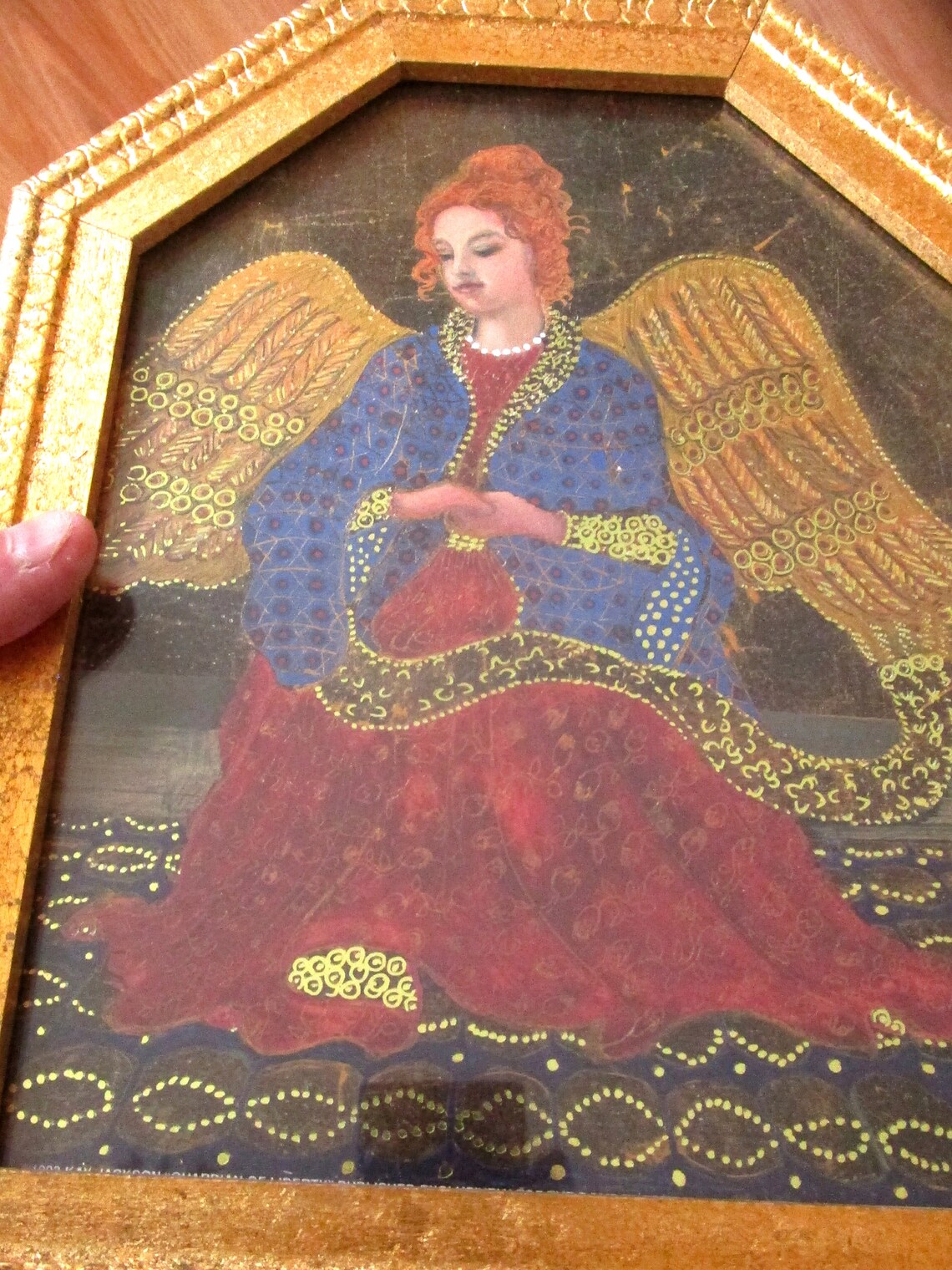 Framed Angel, Gilded Frame, Angel Art, Vintage Angel, Wall Decor ...