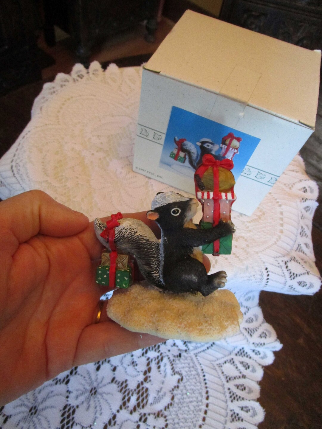 Charming Tails, Skunk Figurine, Christmas Skunk, Christmas Decor, Skunk ...