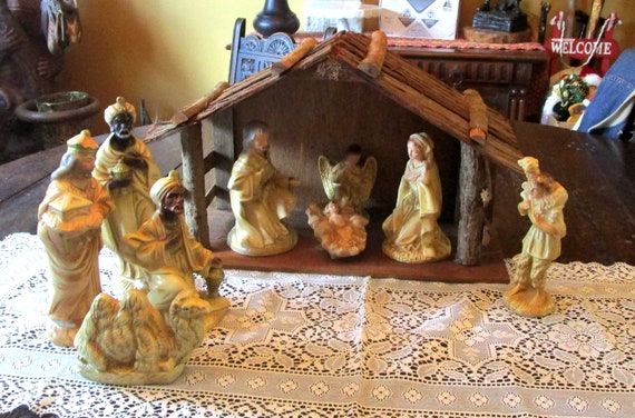 Nativity Set Paper Mache Vintage Nativity Vintage - Etsy