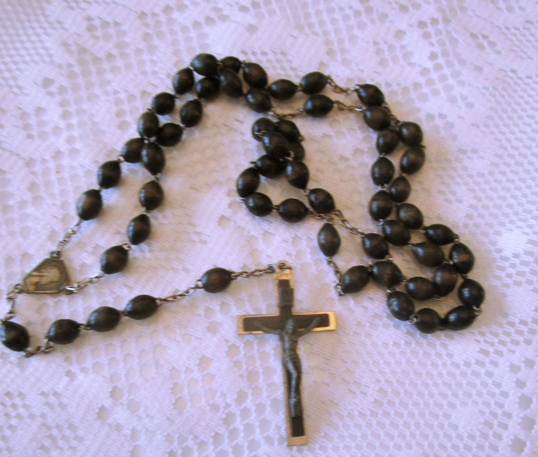 Vintage Rosary, Virgin Mary, Wooden Rosary, Rosaries, Vintage Crucifix ...