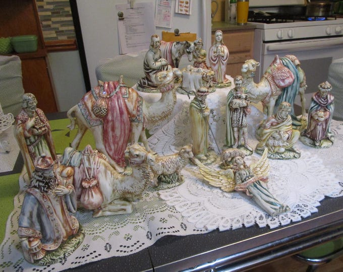 17 Pc, Holland Mold, Nativity Set, Vintage Nativity, Ceramic Nativity ...