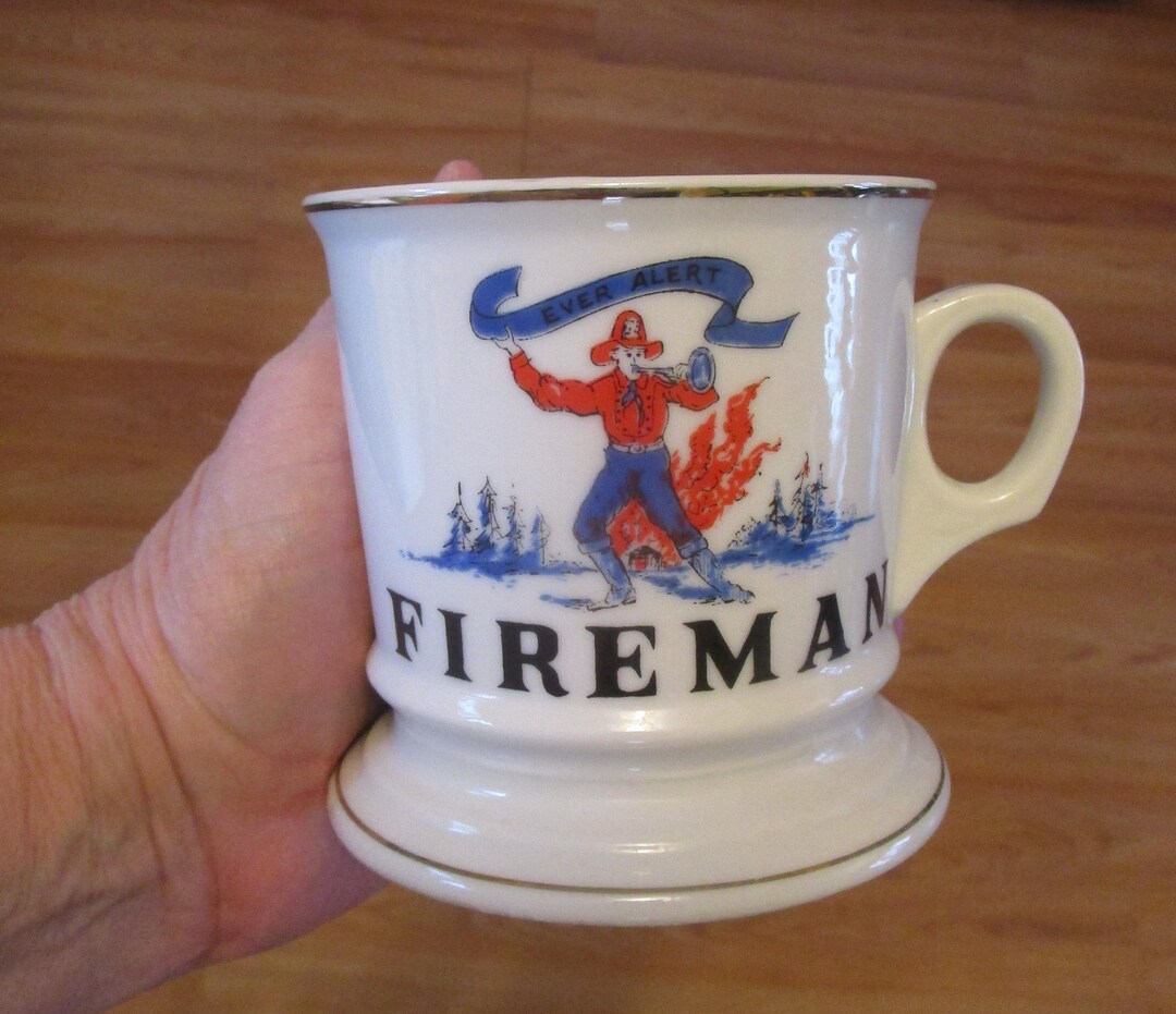 Shaving Mug, Fireman Mug, Fireman Gift, Vintage Mugs, Shaving ...