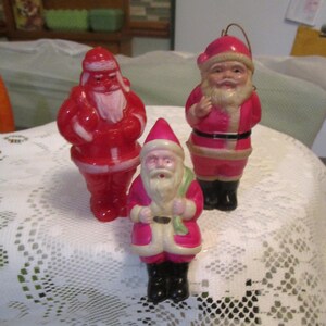 3, Celluloid Santa, Early Plastic, Plastic Santa, Antique Santa, Santas Ornament, Antique ...