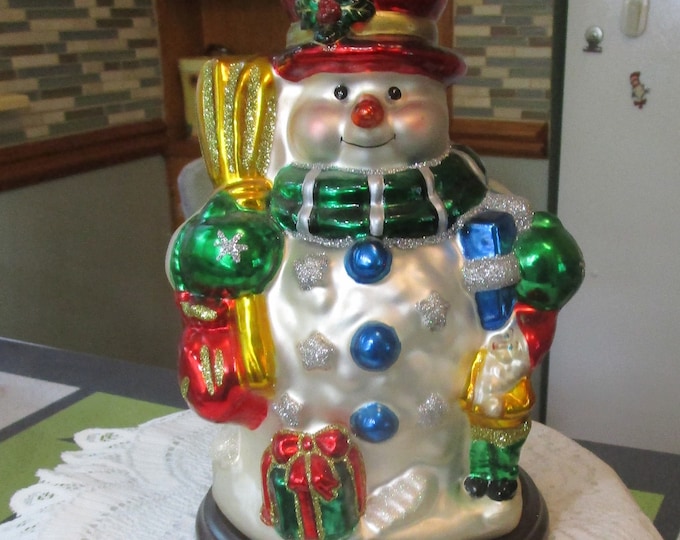 2003, Large, Thomas Pacconi, Mercury Glass, Snowman, Christmas Ornament ...
