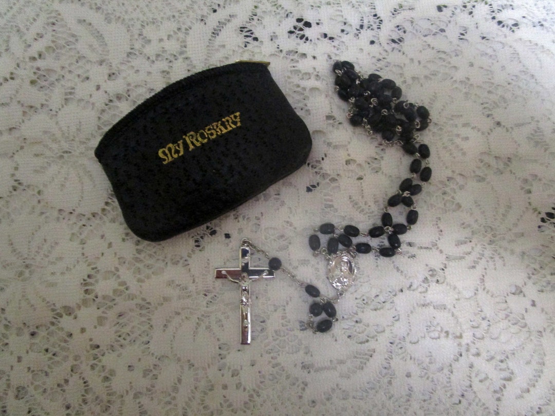 Vintage Rosary, Virgin Mary, Black Rosary, Rosaries, Vintage Crucifix ...