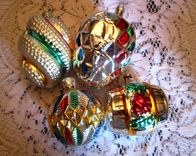 4, West German, Christmas Ornaments, Barrel Ornament, Blown Ornaments ...