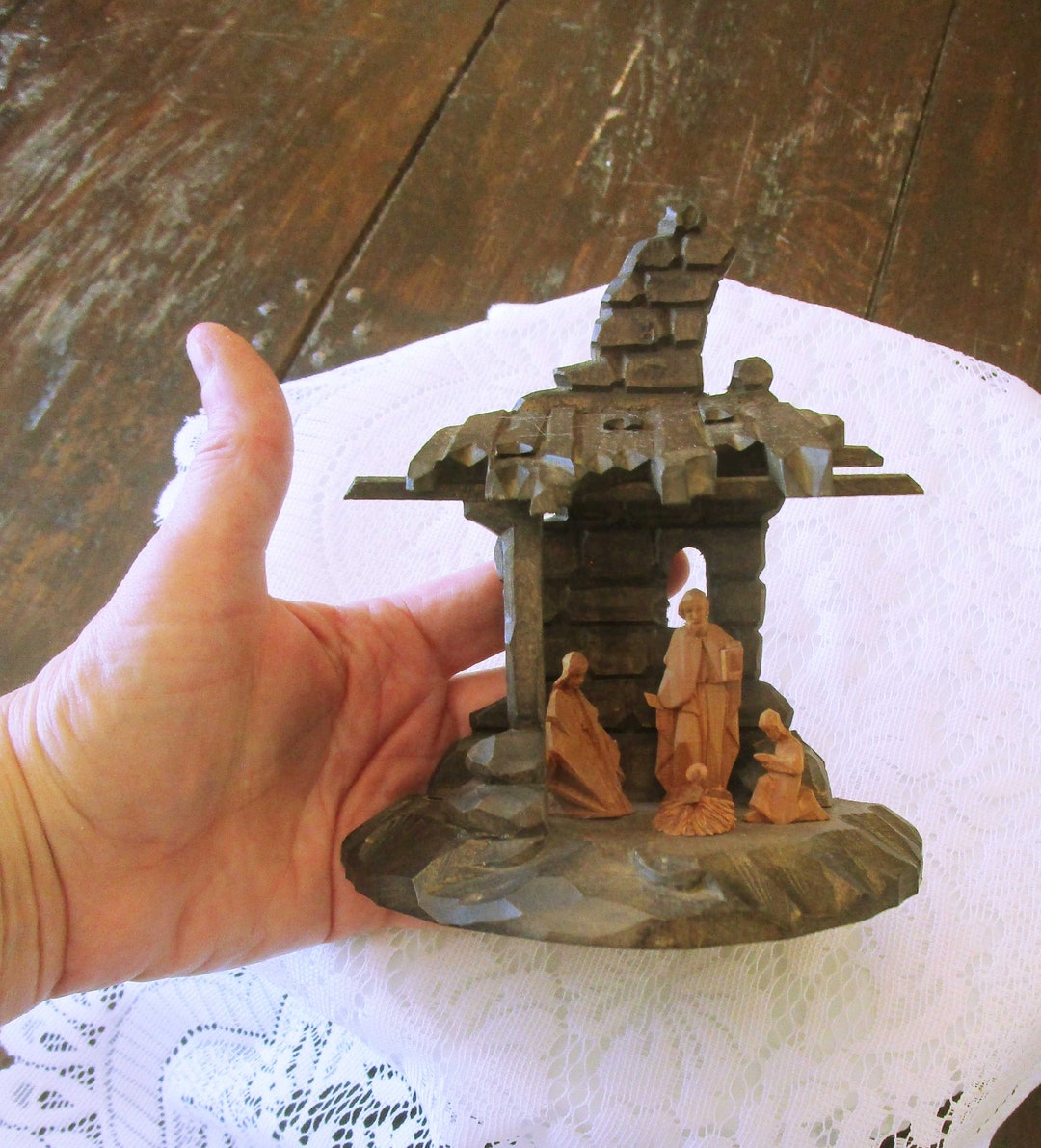Carved Nativity, Miniature Nativity, Vintage Nativity, Nativity Set ...