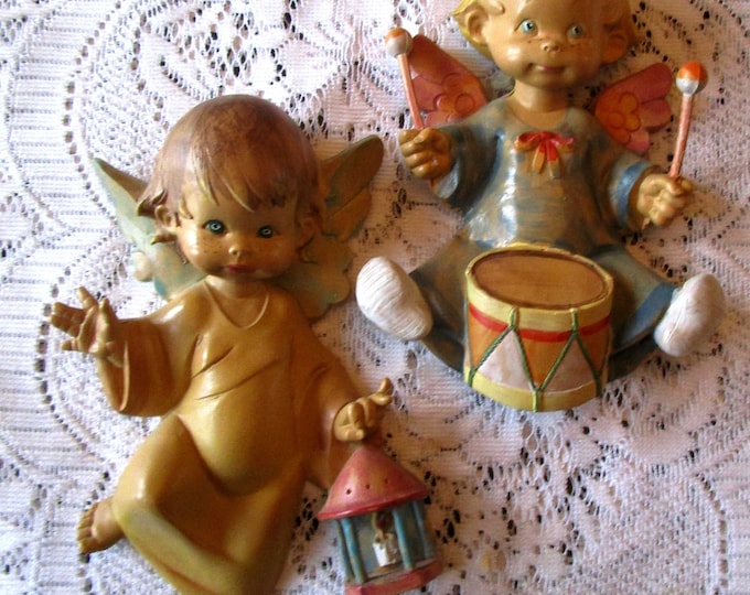 2, Italian Angels, Wall Angels, Religious Decor, Wall Decor, Vintage ...