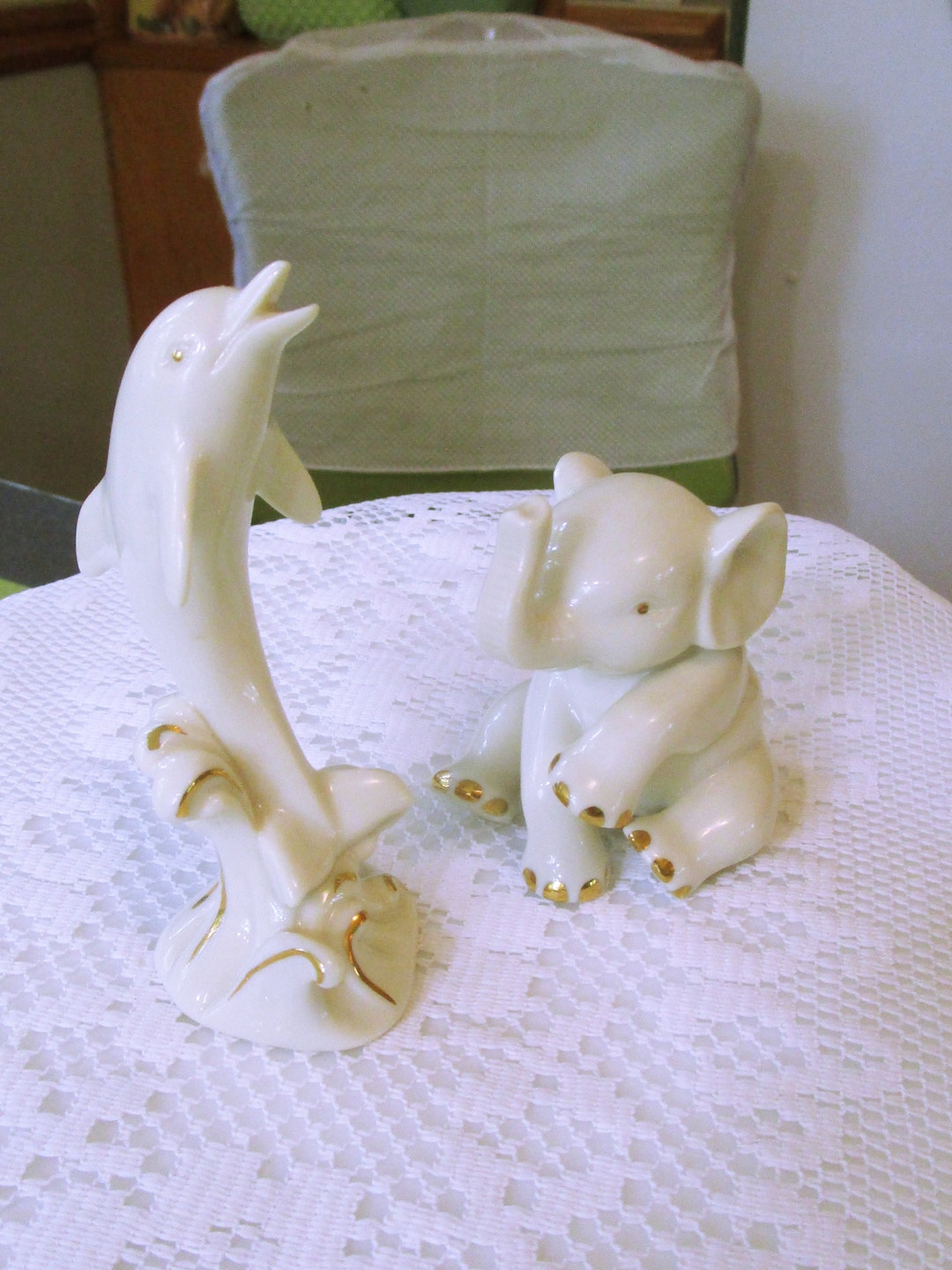 2, Lenox Figurines, Lenox Dolphin, Lenox Elephant, Elephant Figurine ...