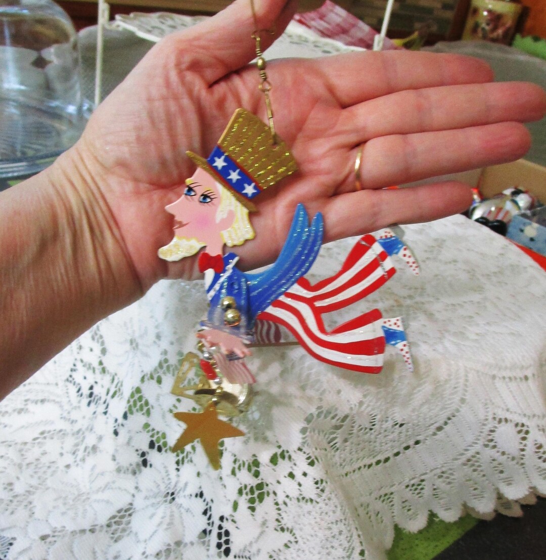 Uncle Sam, Flying, Patriotic Ornament, Patriotic Decor, Metal Ornament ...