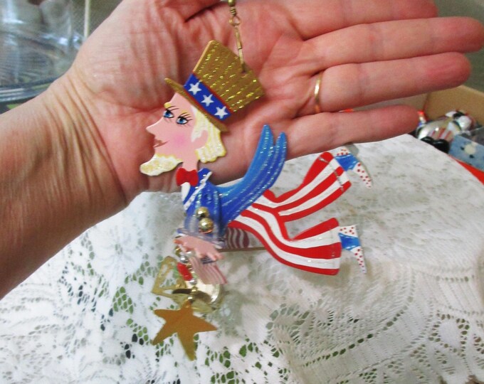 Uncle Sam, Flying, Patriotic Ornament, Patriotic Decor, Metal Ornament ...