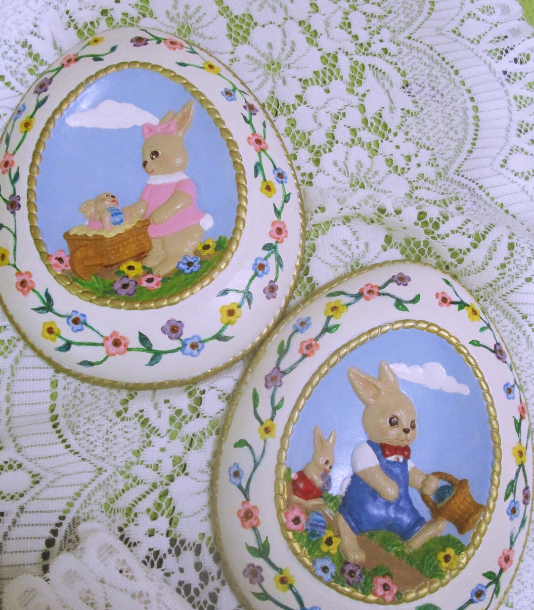 2, Vintage Ceramic, Easter Eggs, Wall Decor, Vintage Easter, Easter ...