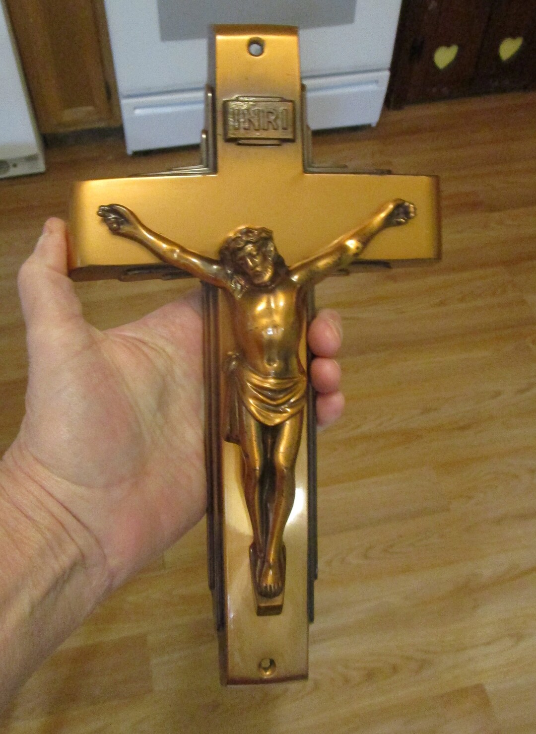 Brass Crucifix, Casket Cross, Vintage Crucifix, Wall Cross, Brass Cross ...