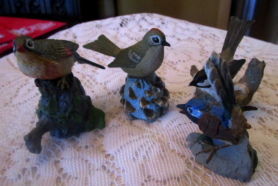 4, Pewter Birds, Franklin Mint, Bird Figurines, Pekin Robin, Ruby ...
